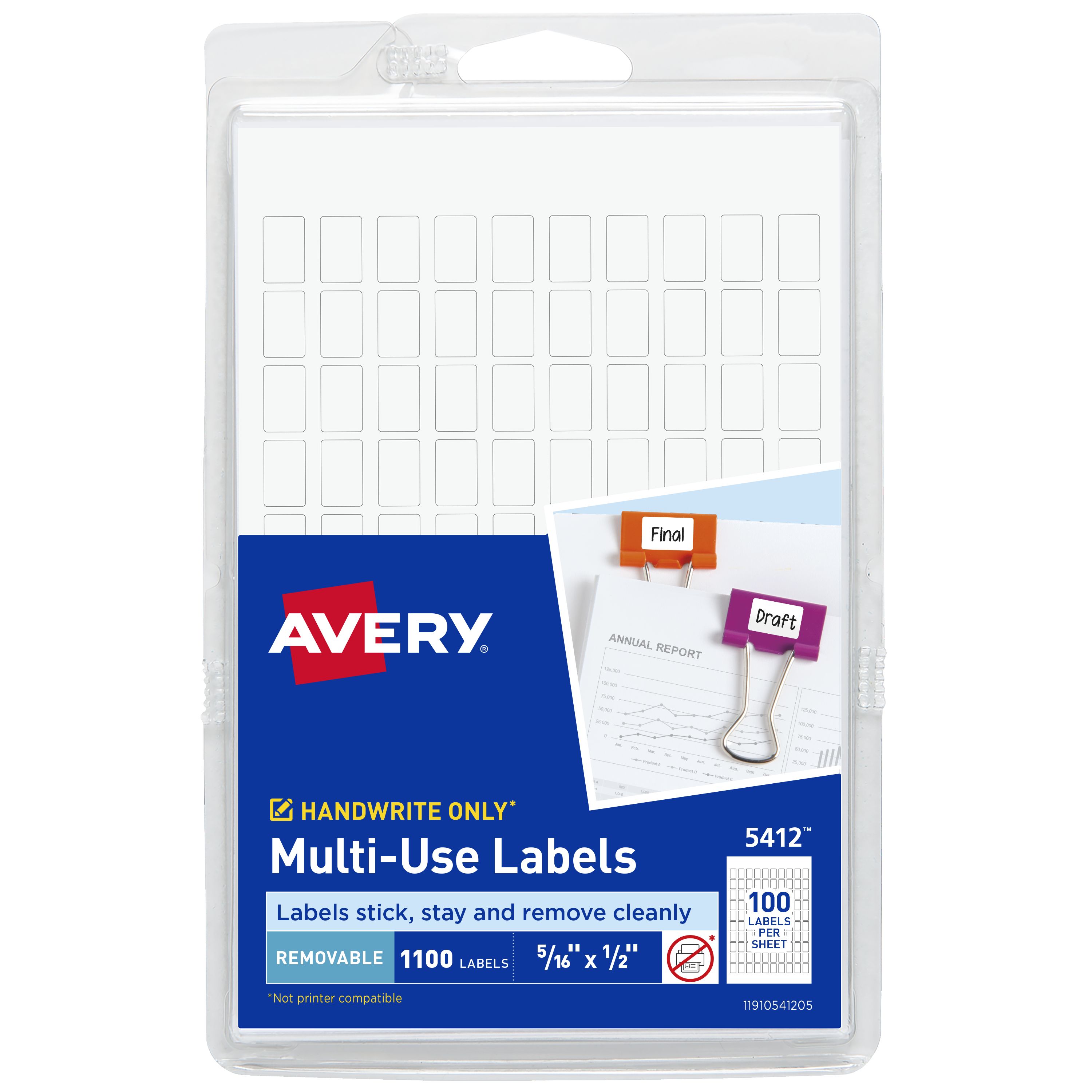 Removable Labels 5 16 X 1 2 1 100 Total 5412 Avery